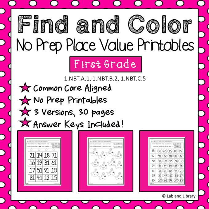 Find and Color: Place Value Printables – Welcome to Melanie's Lab and ...